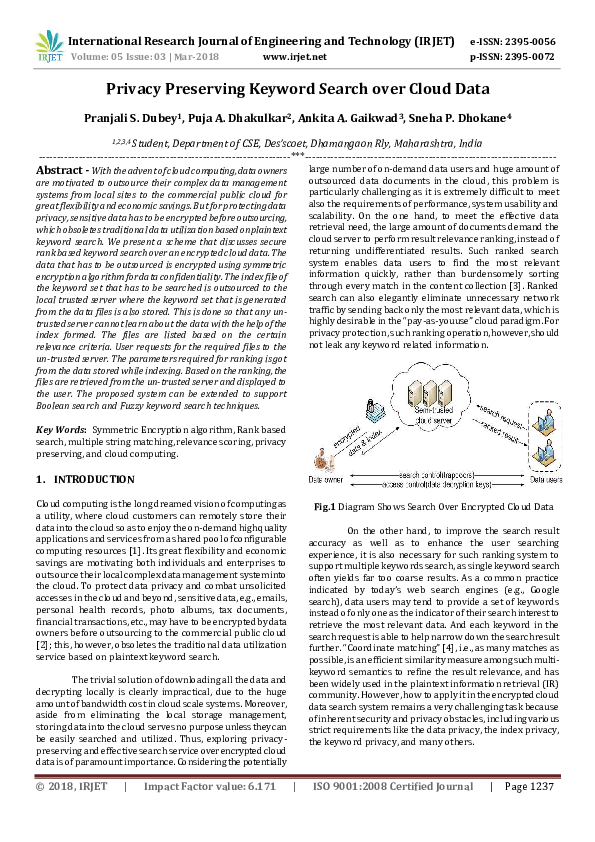 (PDF) Privacy Preserving Keyword Search over Cloud Data