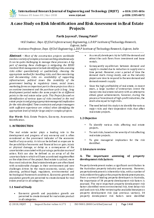 (PDF) A case Study on Risk Identification and Risk Assessment in Real ...