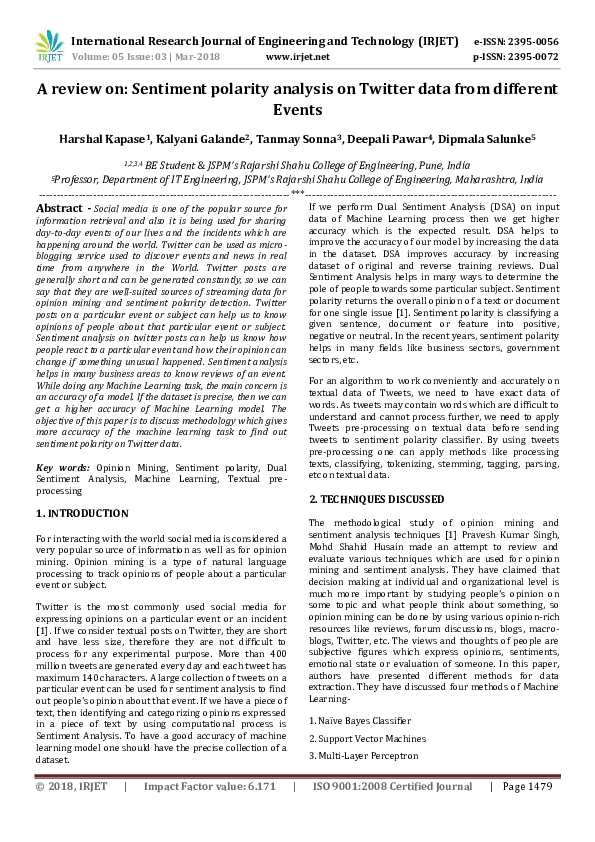 Pdf A Review On Sentiment Polarity Analysis On Twitter Data From