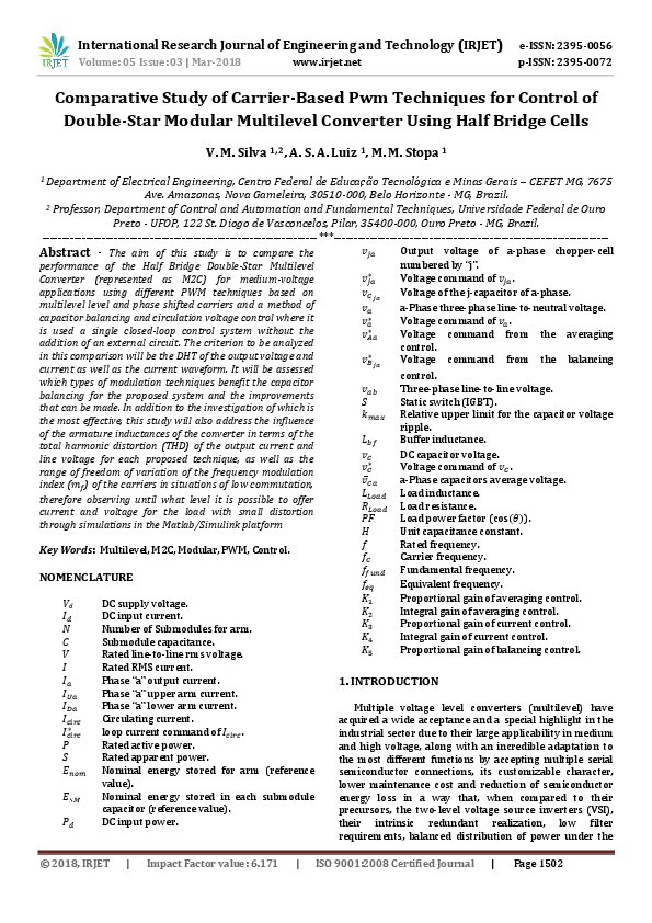 (PDF) Comparative Study of Carrier-Based Pwm Techniques for Control of Double-Star Modular ...