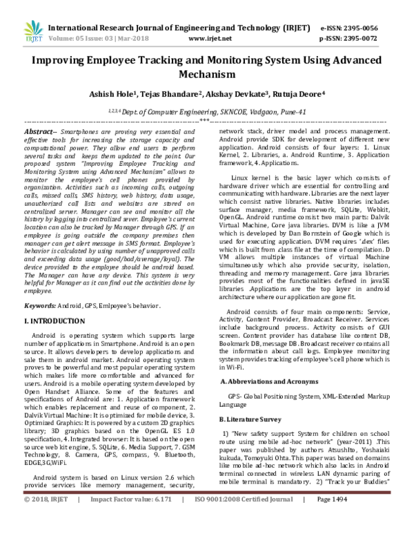 (PDF) Improving Employee Tracking and Monitoring System Using Advanced ...