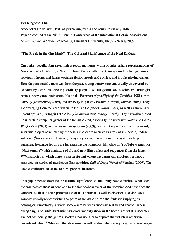 (PDF) Kingsepp 2009 Freak in the Gas Mask