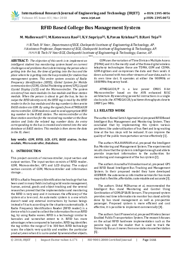 (PDF) RFID Based College Bus Management System