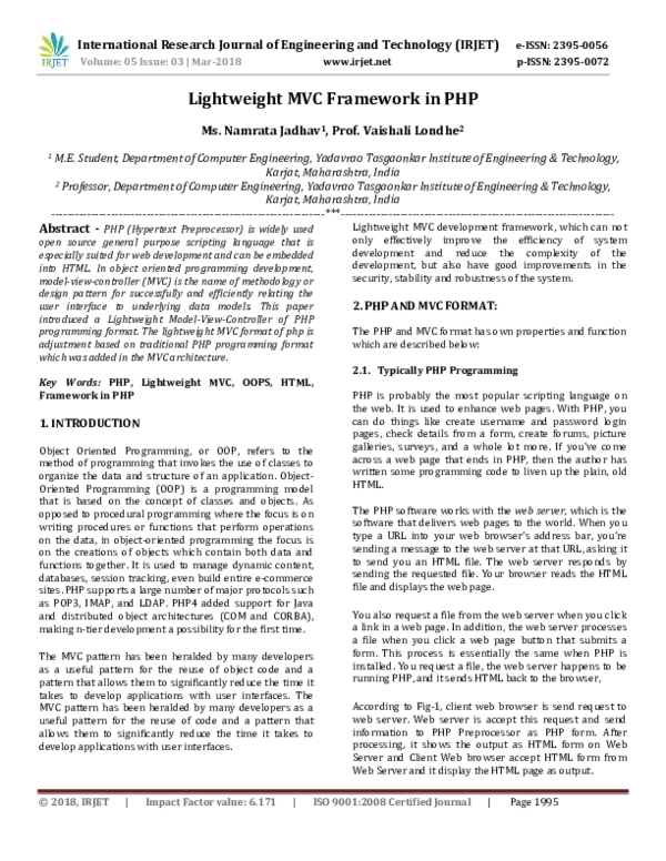 (PDF) Lightweight MVC Framework in PHP