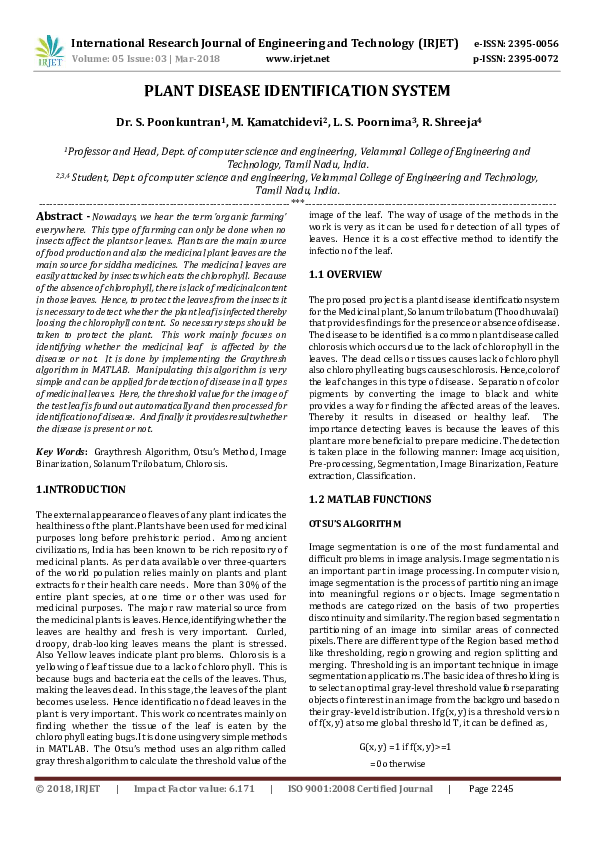 (PDF) PLANT DISEASE IDENTIFICATION SYSTEM
