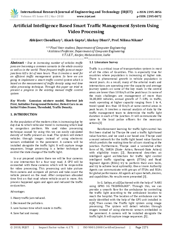 (PDF) Artificial Intelligence Based Smart Traffic Management System ...