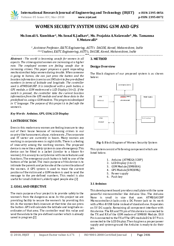 (PDF) WOMEN SECURITY SYSTEM USING GSM AND GPS