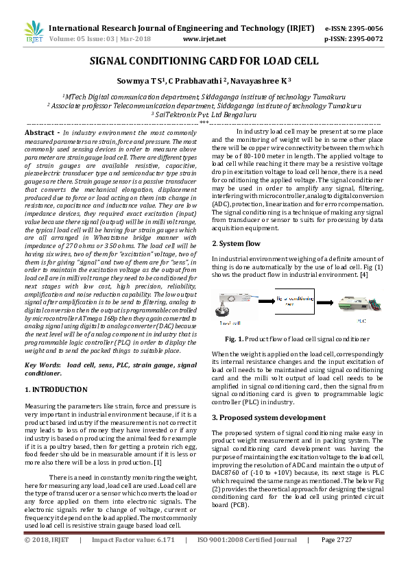 (PDF) SIGNAL CONDITIONING CARD FOR LOAD CELL