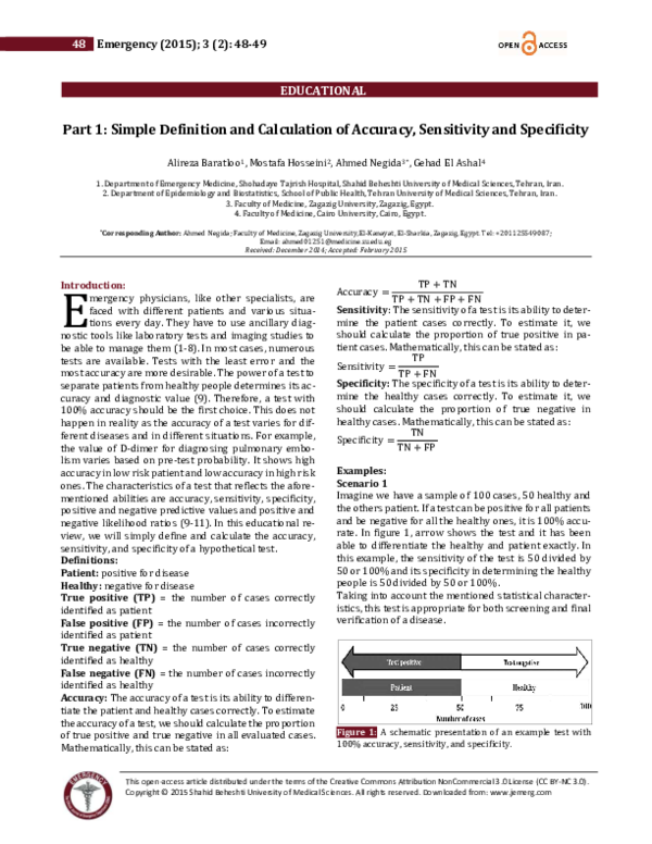 Pdf Part 1 Simple Definition And Calculation Of Accuracy