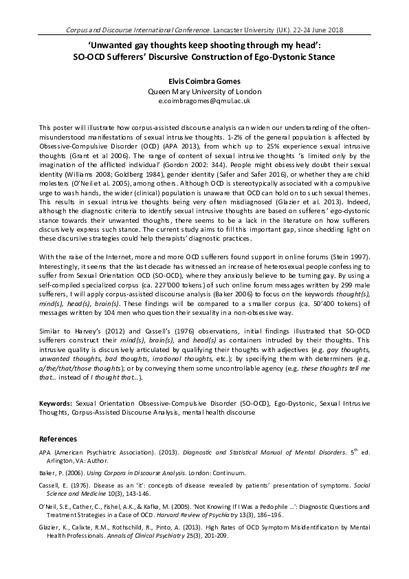 (PDF) [ABSTRACT] ‘Unwanted gay thoughts keep shooting through my head ...