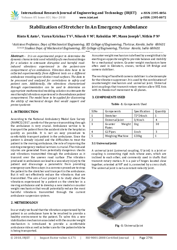 (PDF) Emergency Ambulance Stretcher Stabilization System