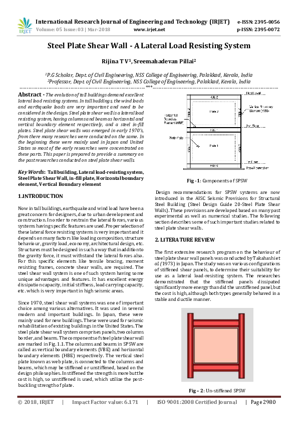 (PDF) Steel Plate Shear Wall -A Lateral Load Resisting System