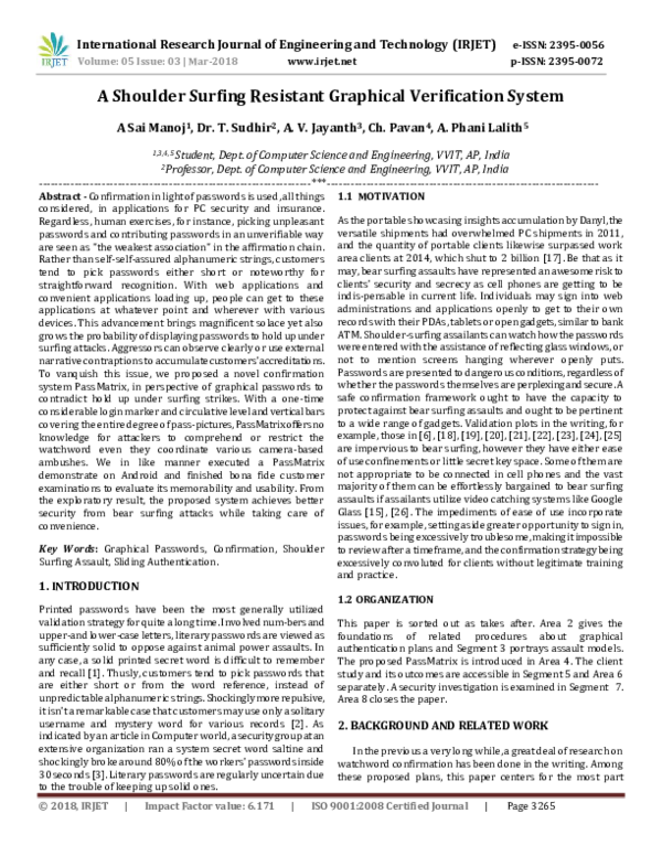 (PDF) A Shoulder Surfing Resistant Graphical Verification System