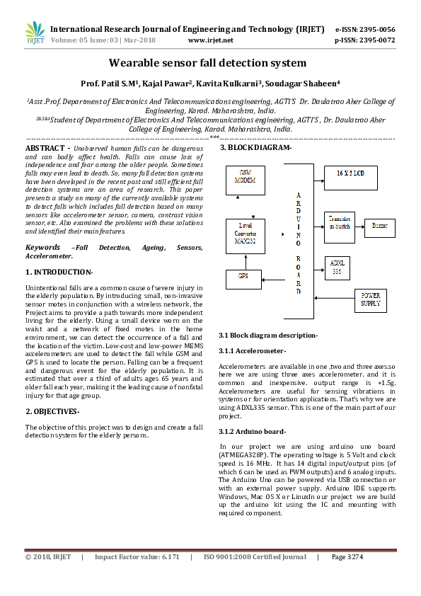 Pdf Wearable Sensor Fall Detection System