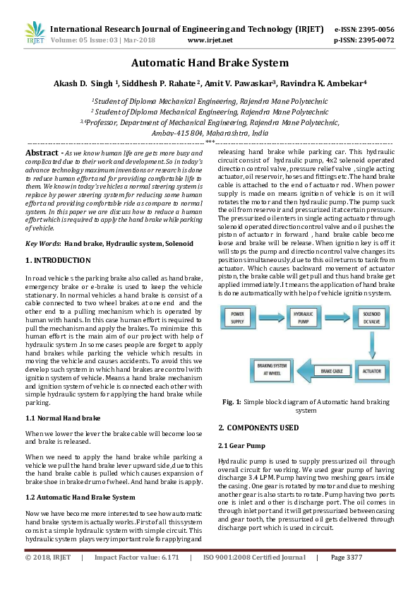 (PDF) Automatic Hand Brake System