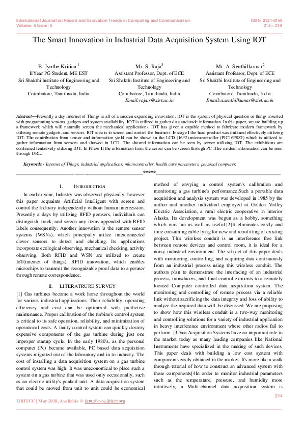 (PDF) The Smart Innovation in Industrial Data Acquisition System Using IOT