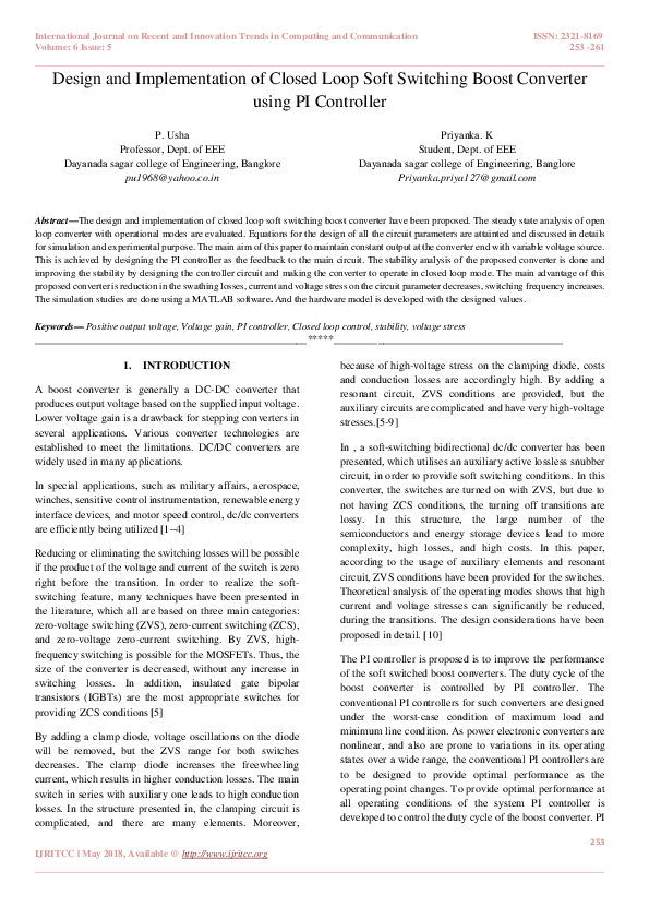 Pdf Design And Implementation Of Closed Loop Soft Switching Boost