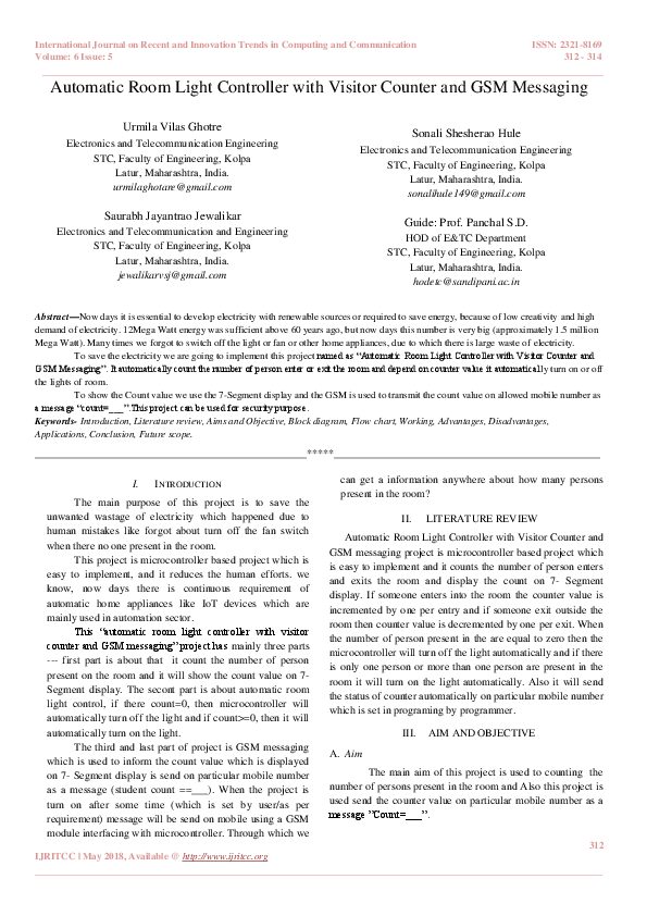 (PDF) Automatic Room Light Controller with Visitor Counter and GSM ...