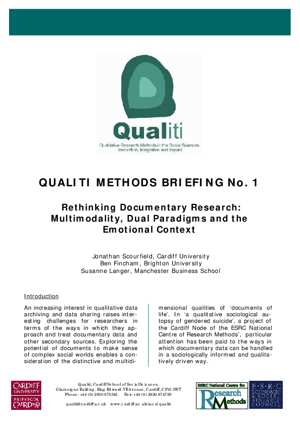 (PDF) Rethinking Documentary Research: Multimodality, Dual Paradigms ...