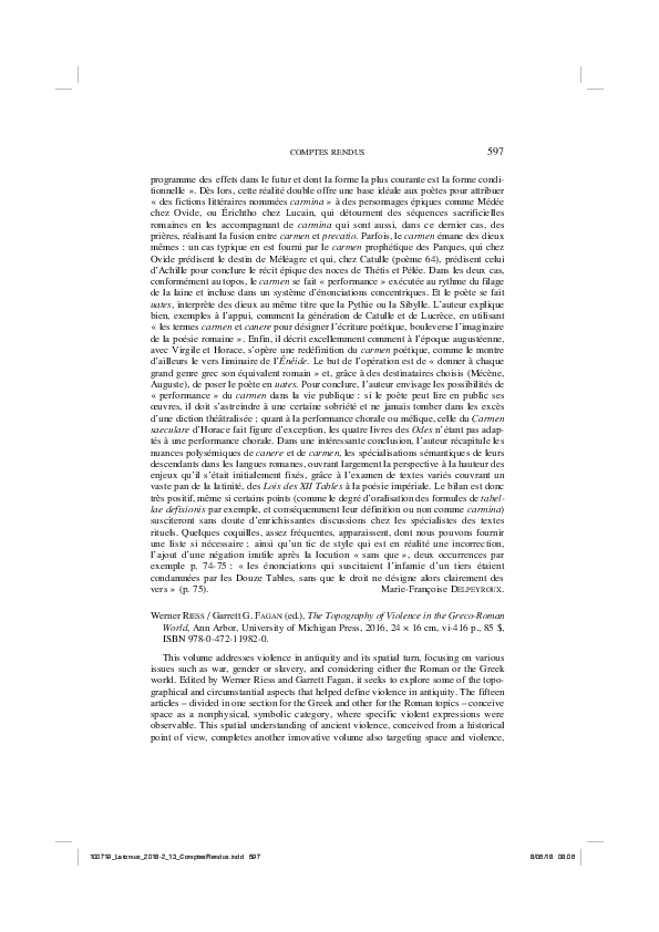 (PDF) Werner RIESS / Garrett G. FAGAN (ed.)The Topography of Violence ...