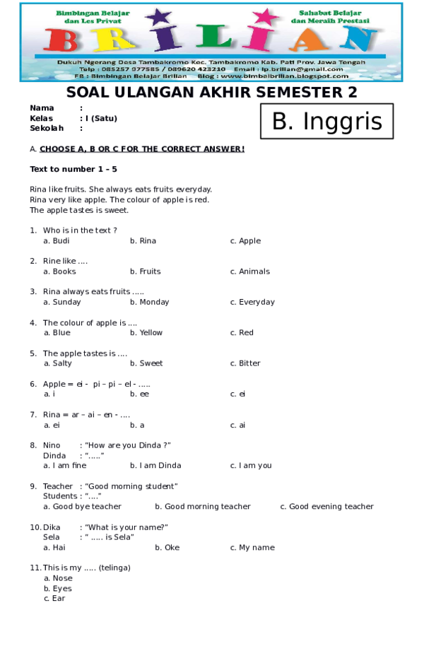 (PDF) SOAL ULANGAN AKHIR SEMESTER 2