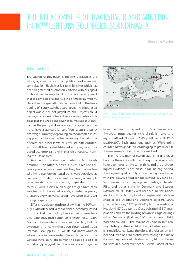 (PDF) The relationship of hacksilver and minting in 10th century ...