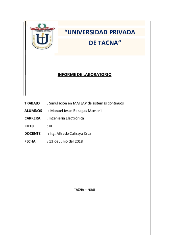 Doc Universidad Privada De Tacna Informe De Laboratorio Índice