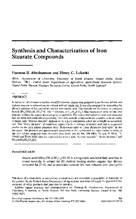 (PDF) Synthesis and characterization of iron stearate compounds