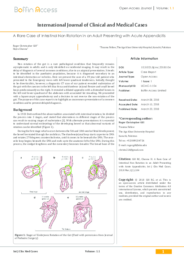 (PDF) A Rare Case of Intestinal Non Rotation in an Adult Presenting ...