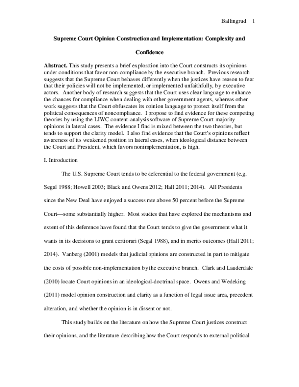 (DOC) Supreme Court Opinion Construction and Implementation: Complexity ...