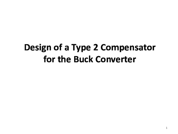 Design of a Type 2 Compensator for the Buck Converter