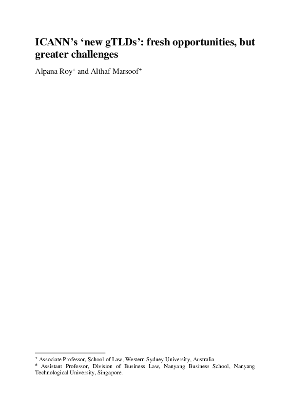 (PDF) The brave new world of ICANN’s ‘new gTLDs’: an overview (co ...