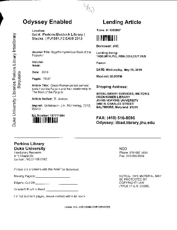 (PDF) Greco Roman period demotic texts from the Faiyum and their ...