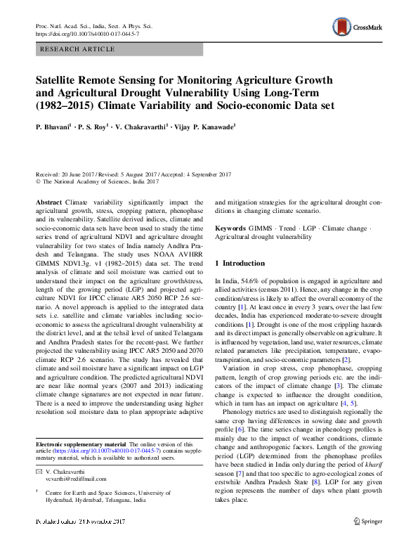 Pdf Satellite Remote Sensing For Monitoring Agriculture Growth And Agricultural Drought