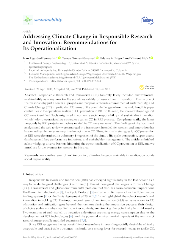 (PDF) Addressing Climate Change in Responsible Research and Innovation ...