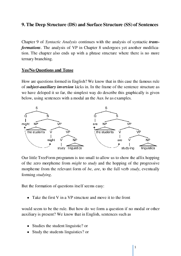 (PDF) On Sobin (2011) - Notes Chapter 9 - D-Structure and S-Structure