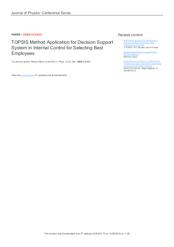 (PDF) TOPSIS Method Application for Decision Support System in Internal ...