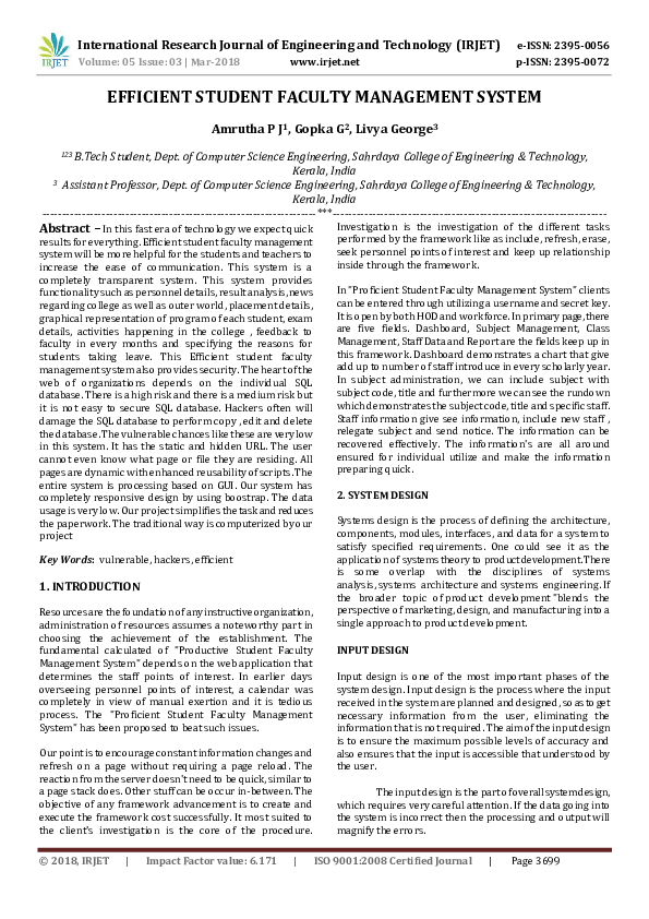 (PDF) EFFICIENT STUDENT FACULTY MANAGEMENT SYSTEM