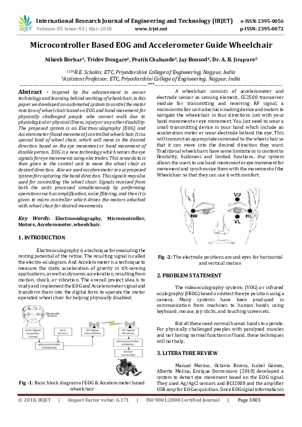 Pdf Microcontroller Based Eog And Accelerometer Guide Wheelchair