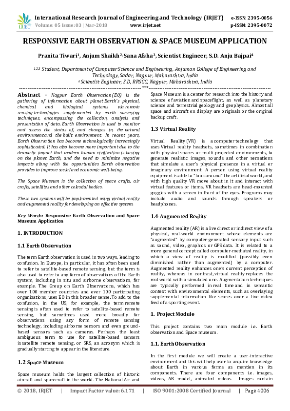 (PDF) RESPONSIVE EARTH OBSERVATION & SPACE MUSEUM APPLICATION