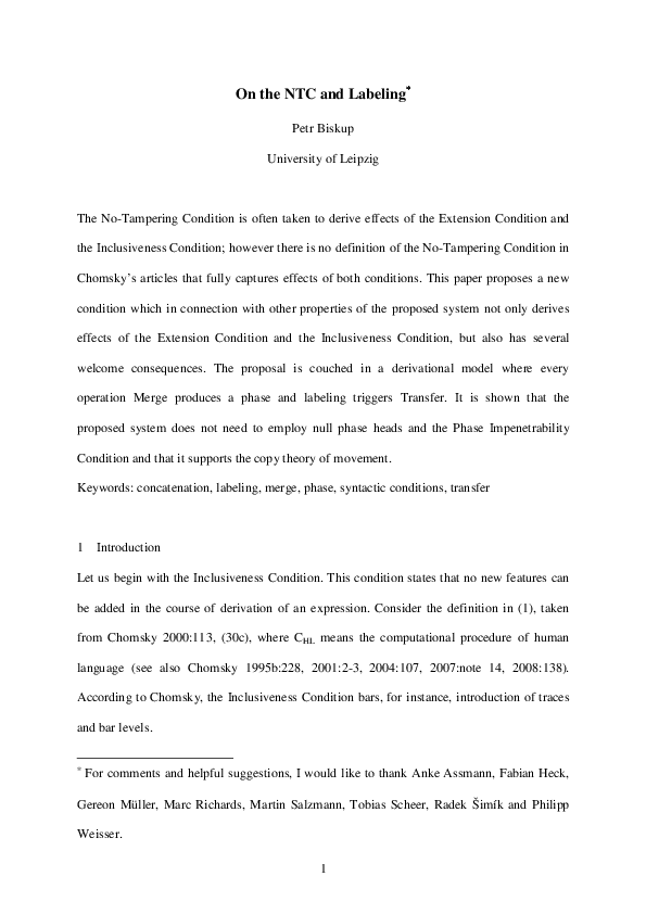 (PDF) On the NTC and Labeling