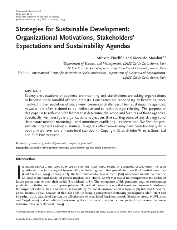 (PDF) Strategies for Sustainable Development: Organizational ...