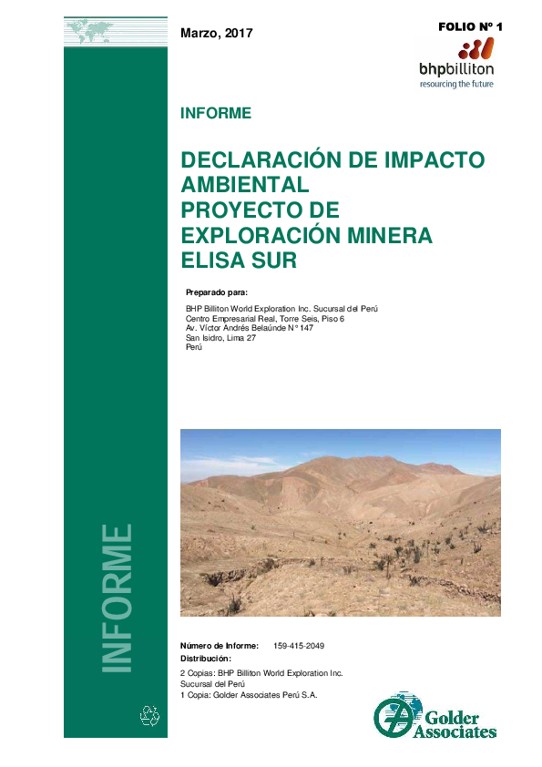 (PDF) DECLARACIÓN DE IMPACTO AMBIENTAL PROYECTO DE EXPLORACIÓN MINERA ...