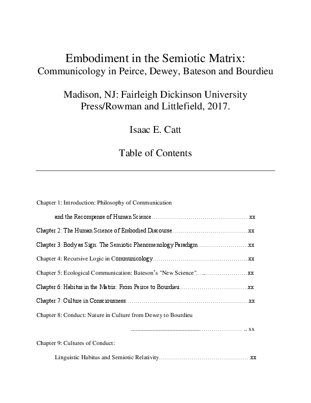 (DOC) Embodiment in the Semiotic Matrix: Introduction: Philosophy of ...