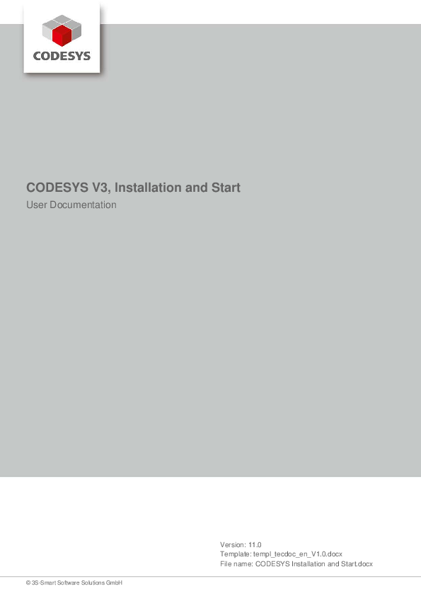 (PDF) CODESYS V3, Installation and Start User Documentation