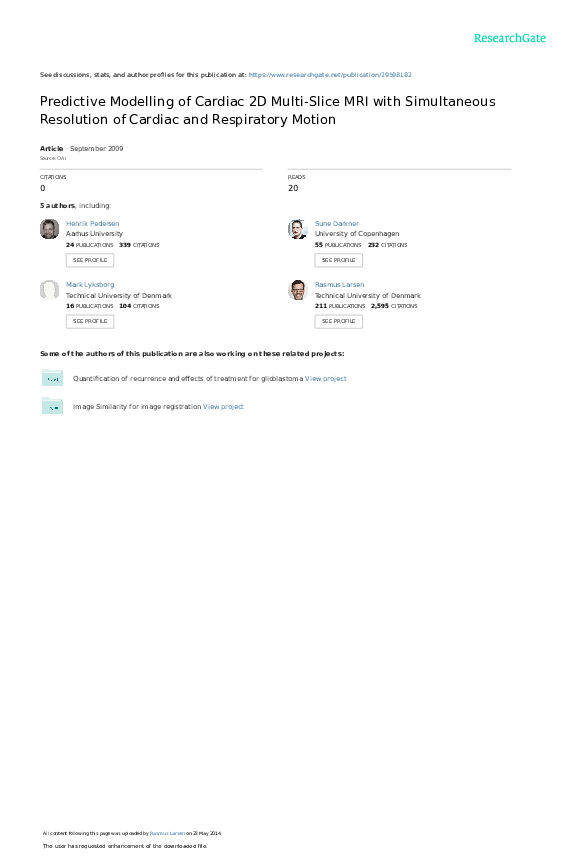 (PDF) Predictive Modelling of Cardiac 2D Multi-Slice MRI with ...