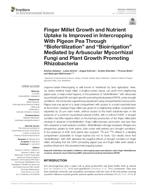 (PDF) Finger Millet Growth and Nutrient Uptake Is Improved in ...