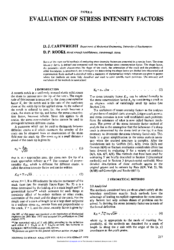 (PDF) EVALUATION OF STRESS INTENSITY FACTORS