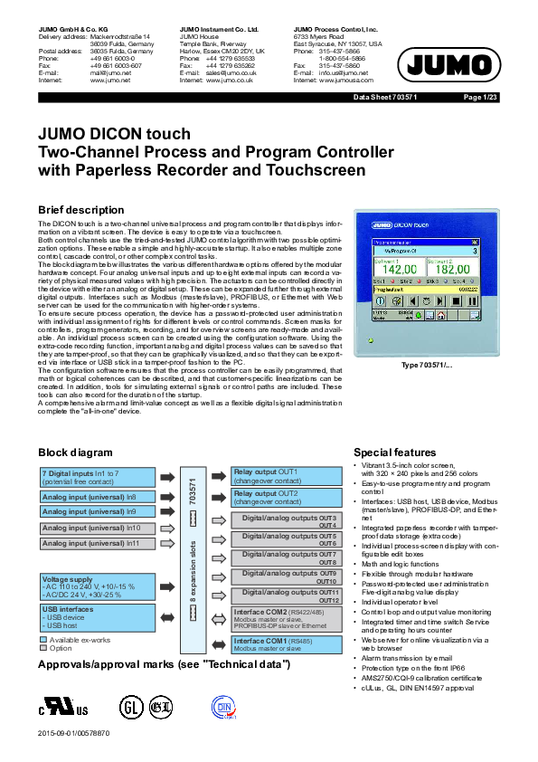 (PDF) JUMO DICON touch Two-Channel Process and Program Controller with ...