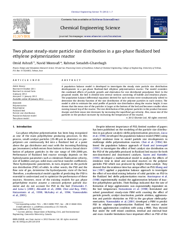 (PDF) Two-phase modeling of a gas phase polyethylene fluidized bed ...